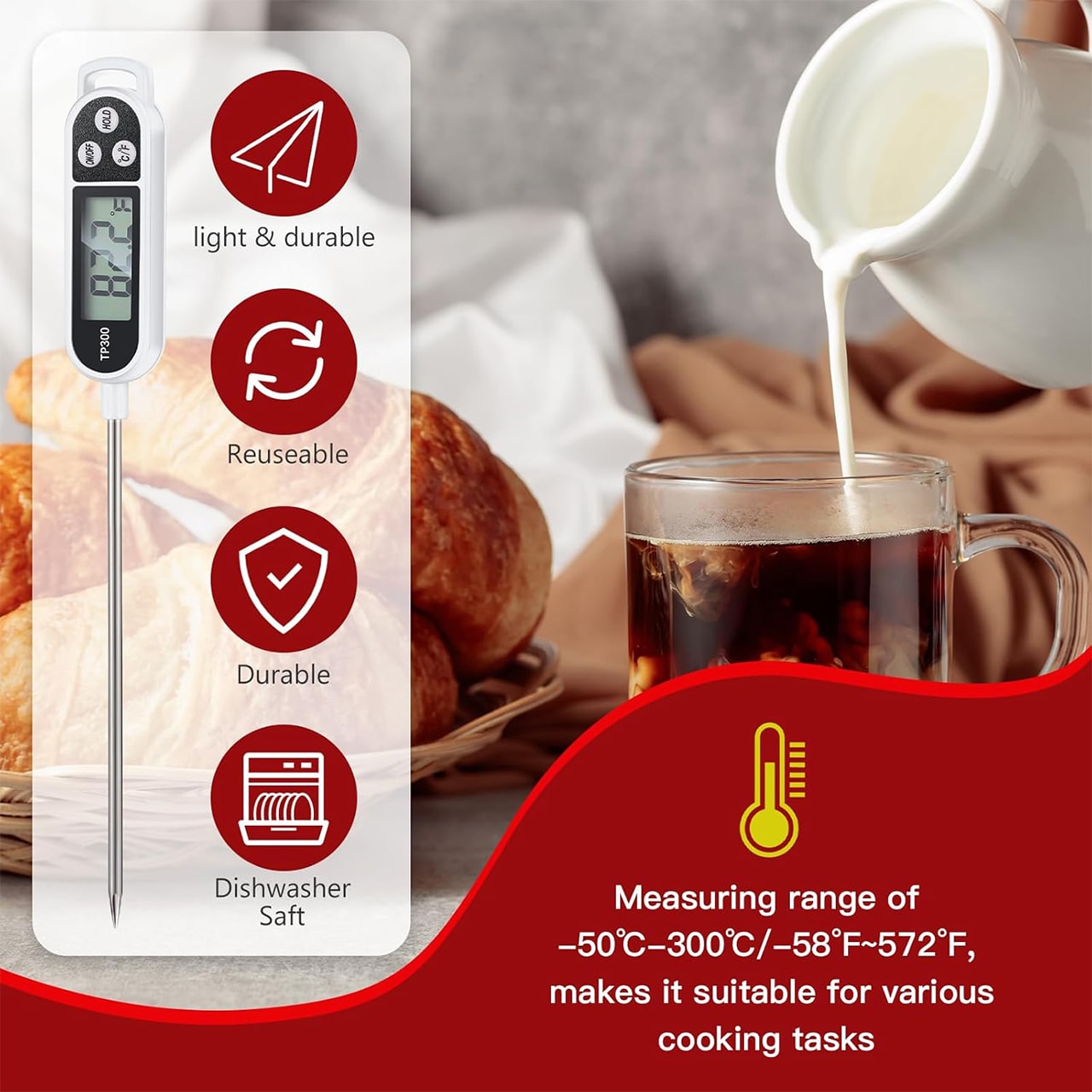 FoodMeter, електронен цифров термометър за измерване на температурата ...